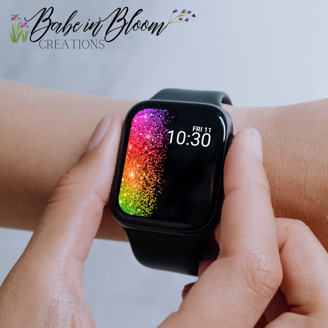 Rainbow Glitter Apple Watch Wallpaper Rainbow Glitter Apple - Etsy