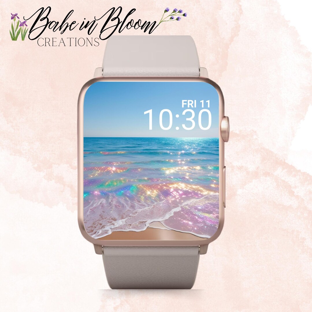 Shimmering Ocean Apple Watch Wallpaper, Beach Apple Watch Face, Glitter ...