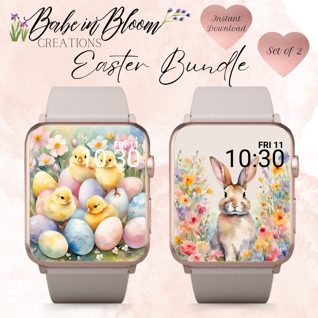 Set of 2 Easter Apple Watch Wallpaper, Easter Apple Watch Face, Easter ...