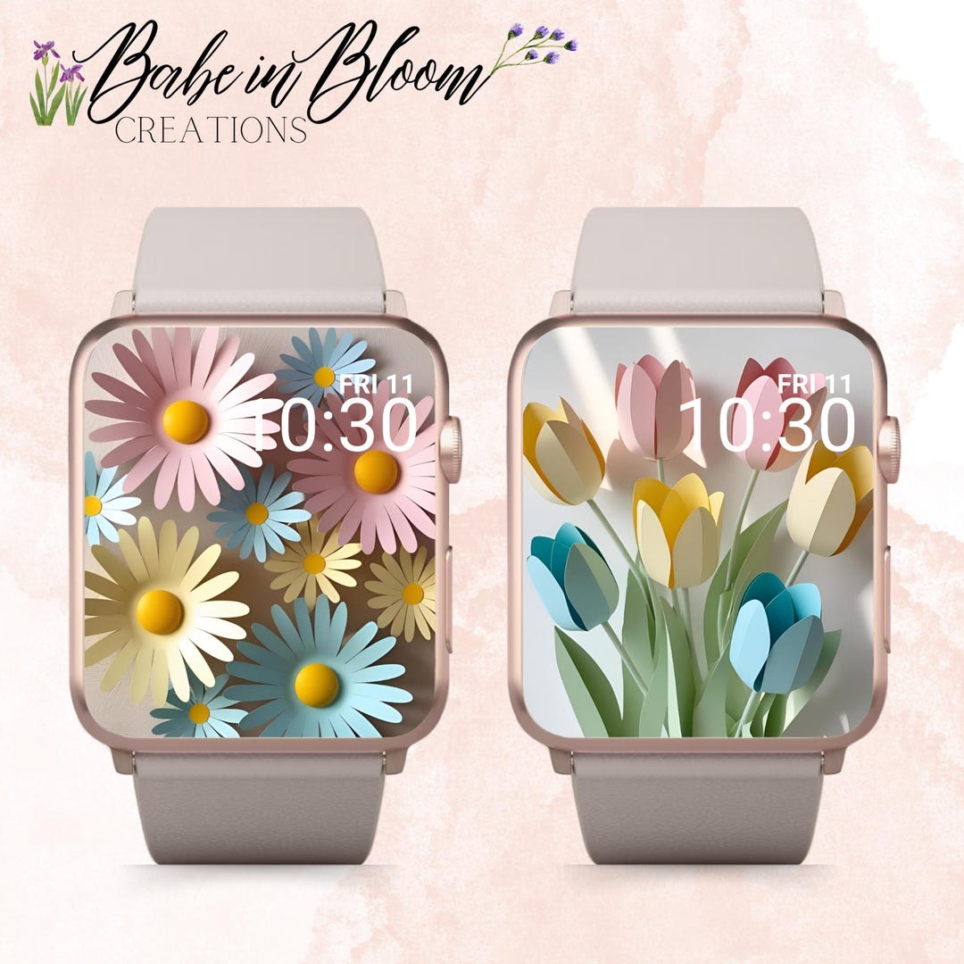Set of 2 3D Flower Apple Watch Wallpaper, 3D Floral Watch Face, 3D ...