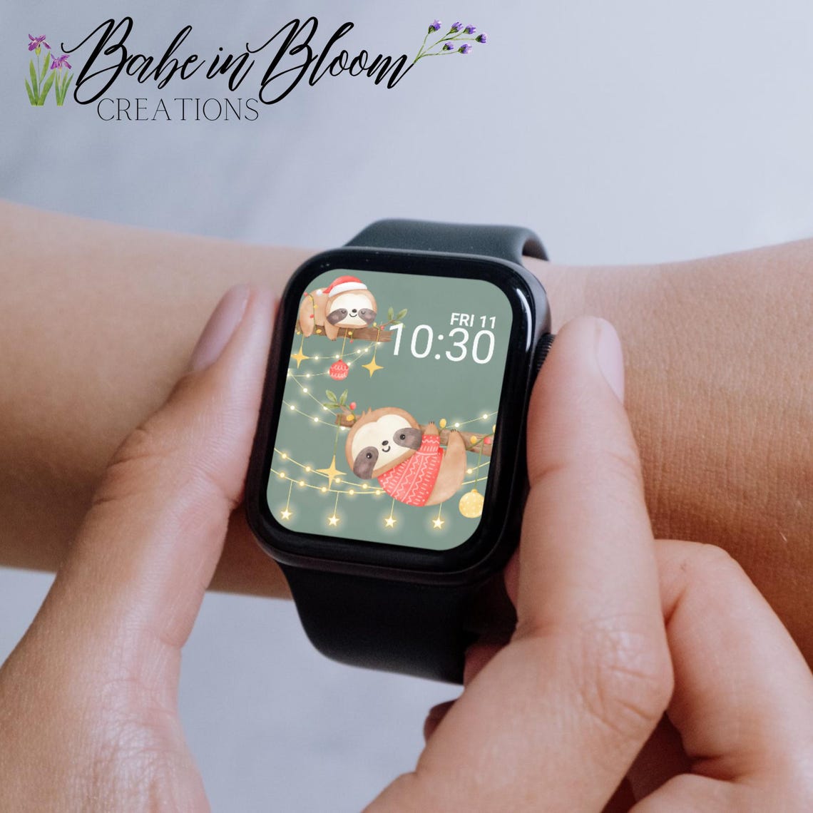 Christmas Apple Watch Wallpaper, Adorable Sloths Apple Watch, Sloth ...