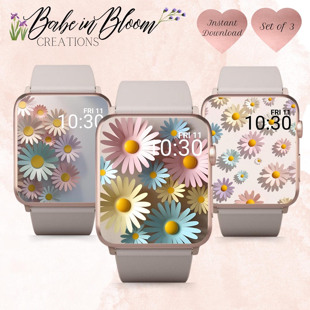 Set of 3 3D Daisy Apple Watch Wallpapers, Daisy Apple Watch Wallpaper ...