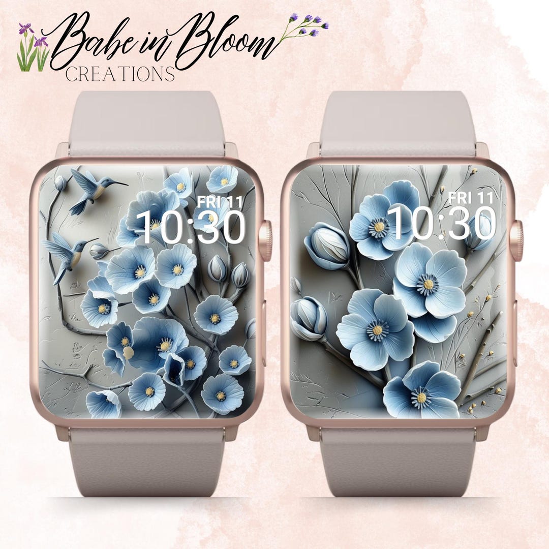 Set of 2 3D Floral Apple Watch Wallpaper, 3D Aesthetic Apple Watch Face ...