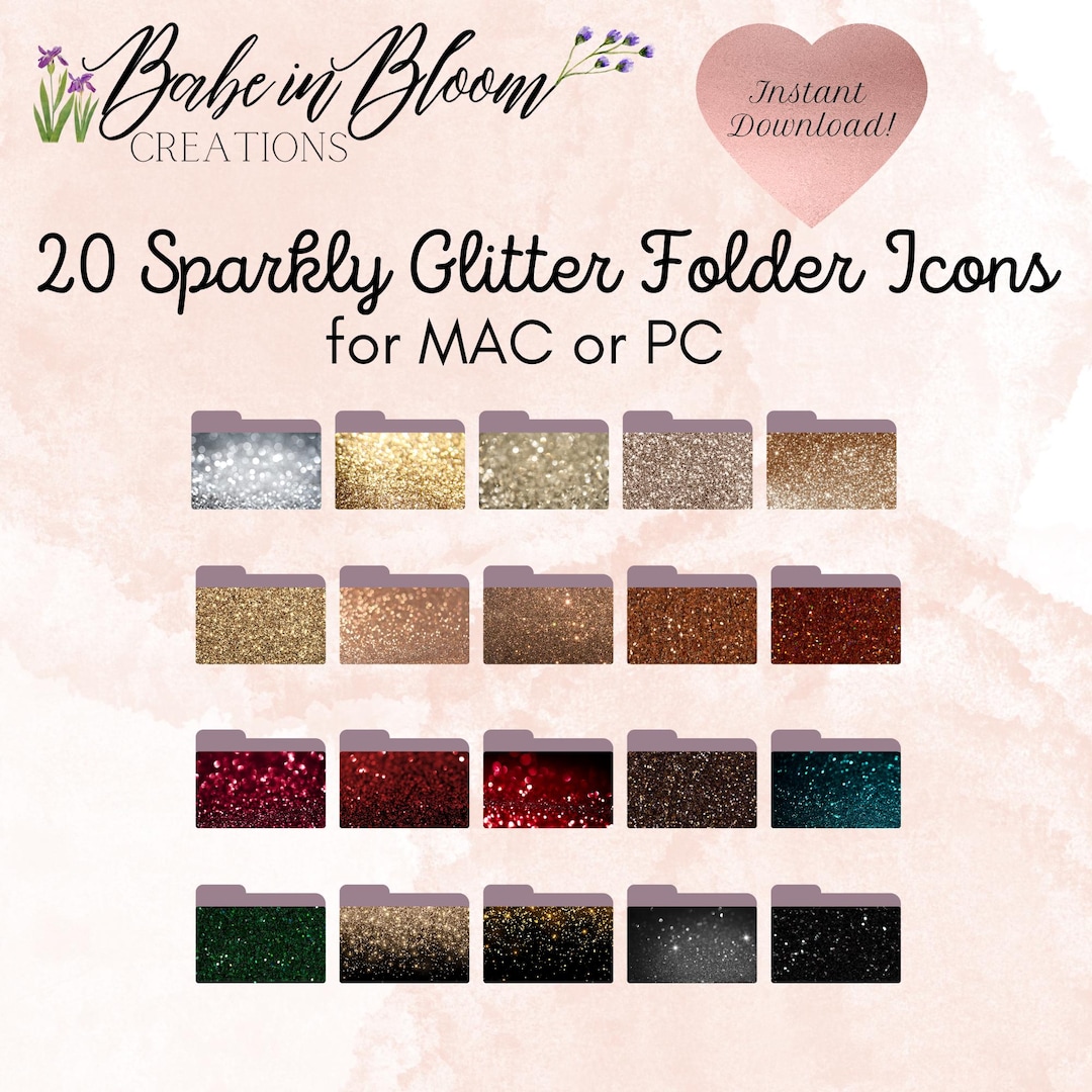 Sparkly Glitter Desktop Folder Icons, Sparkly Glitter Mac Icons ...