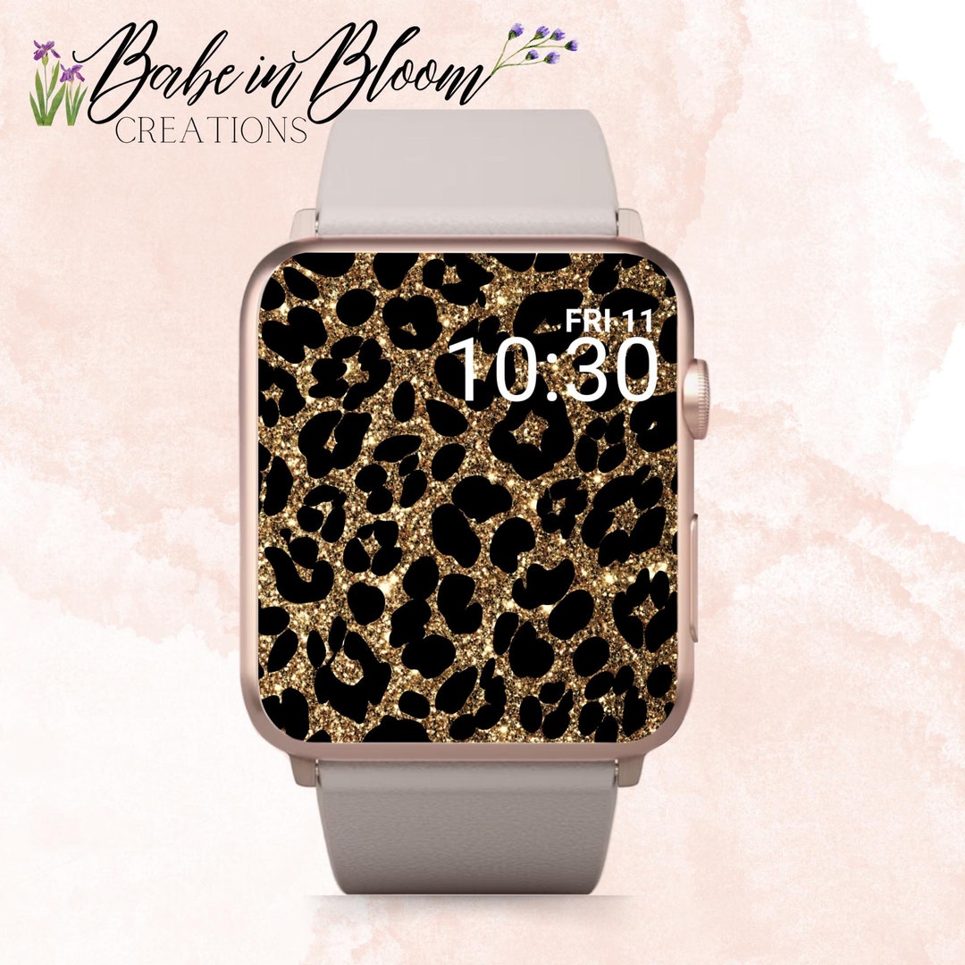 Black Glitter Leopard Apple Watch Wallpaper, Leopard Apple Watch Face ...