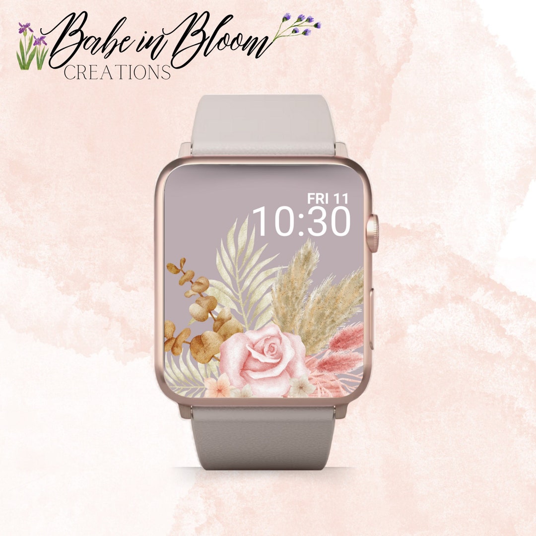 Boho Floral Apple Watch Wallpaper, Boho Floral Apple Watch Face, Boho ...