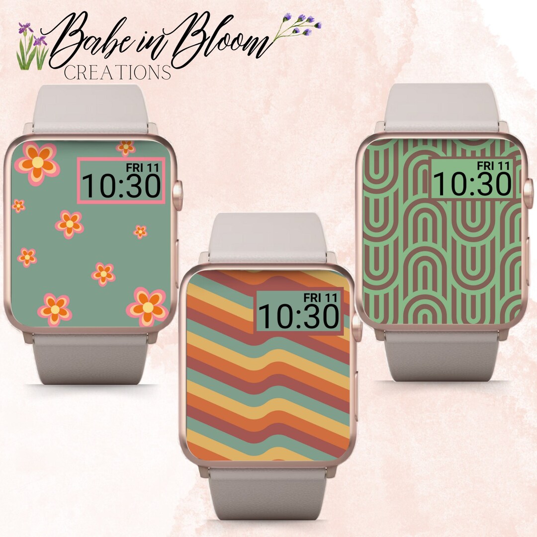 Set of 3 Retro Apple Watch Wallpapers, Retro Apple Watch Face, 70s ...