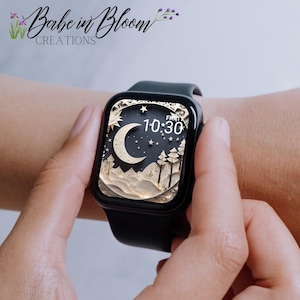 Set of 2 3D Moon and Stars Apple Watch Wallpaper, 3D Moon and Stars ...