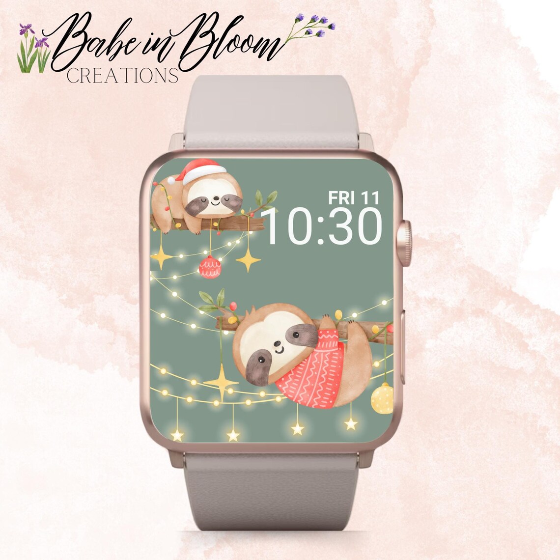 Christmas Apple Watch Wallpaper, Adorable Sloths Apple Watch, Sloth ...