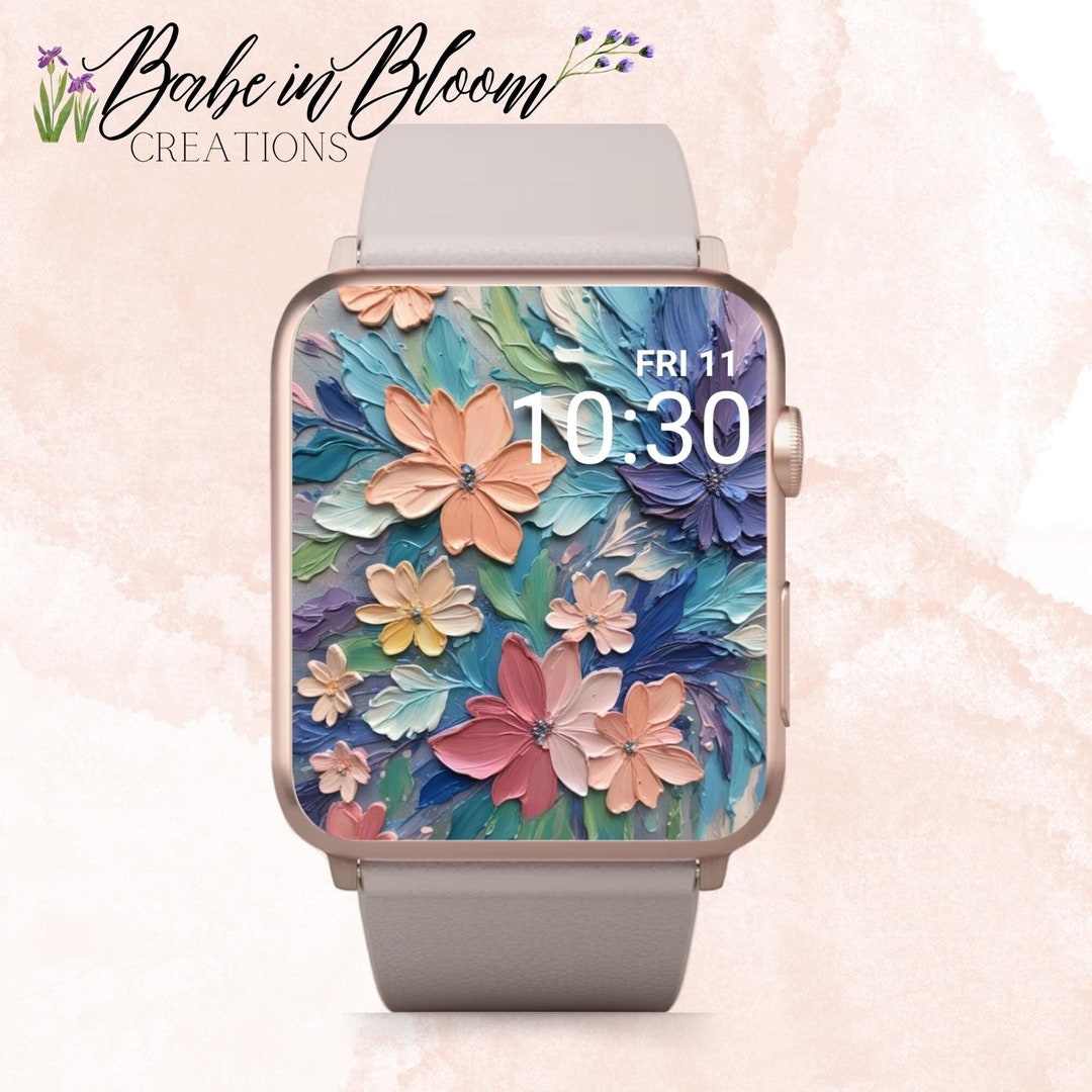 Gorgeous Floral Apple Watch Wallpaper, Painted Floral Apple Watch, Oil ...