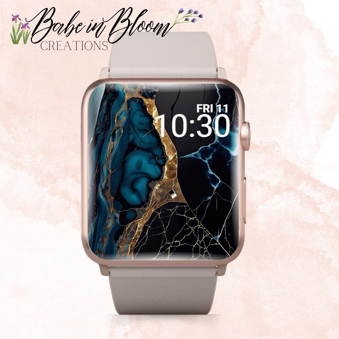 Blue Marble Apple Watch Wallpaper, Blue Gold Marble Apple Watch ...