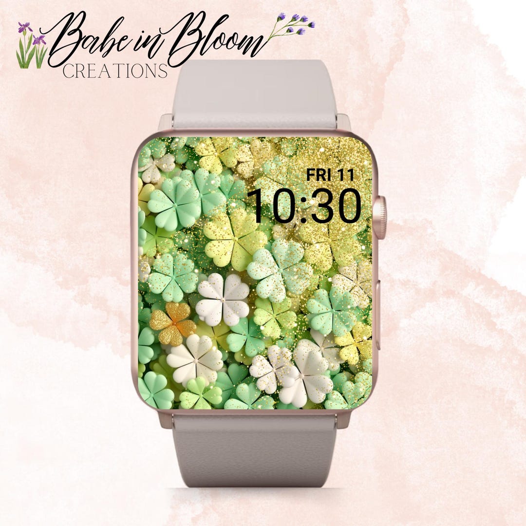St Patricks Day Apple Watch Wallpaper, Lucky Four Leaf Clover Watch ...