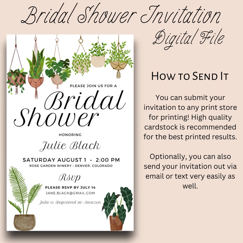Hanging Plants Bridal Shower Invitation, Plant Lover Bridal Shower ...