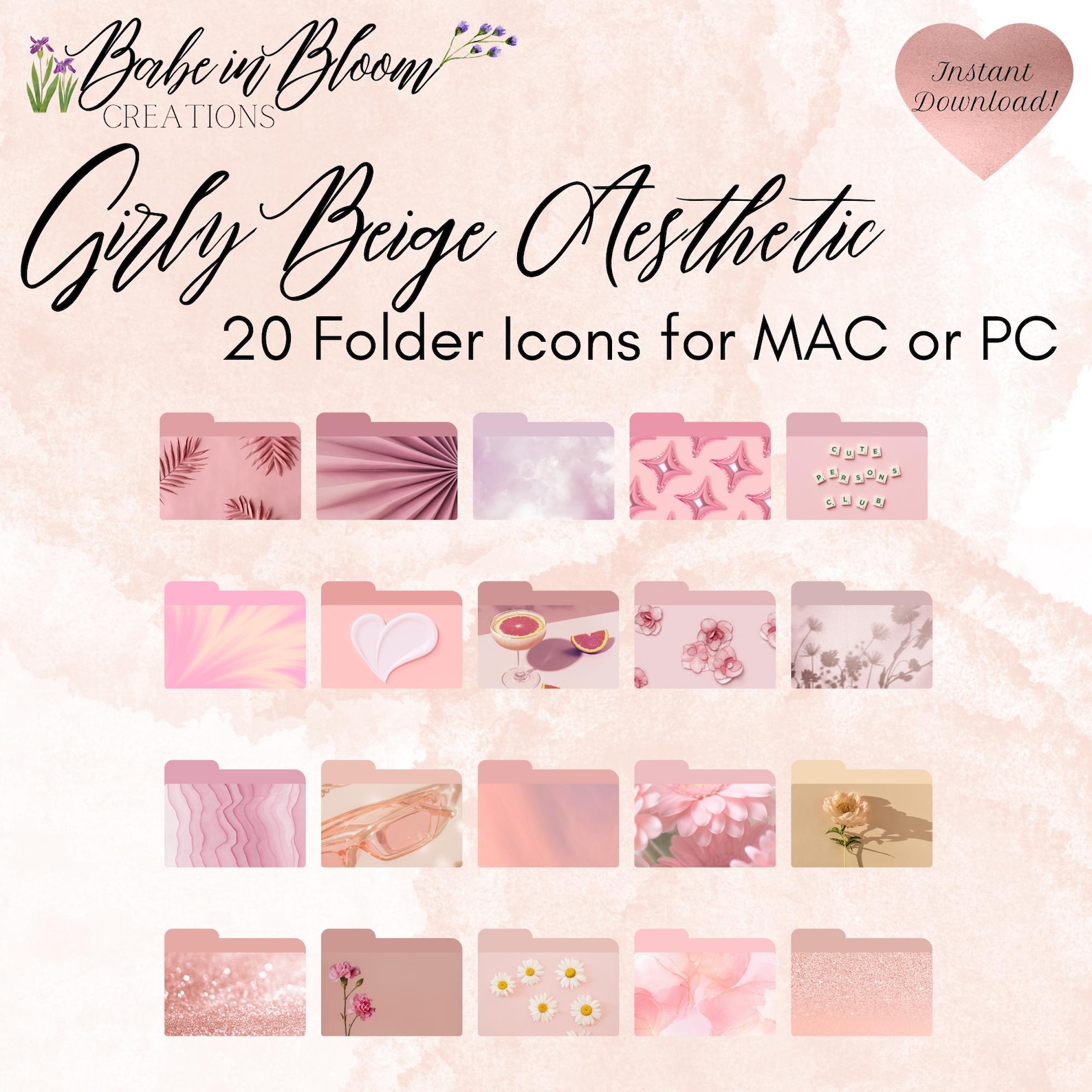 Beige Aesthetic Desktop Folder Icons, Aesthetic Mac Icons, Aesthetic ...