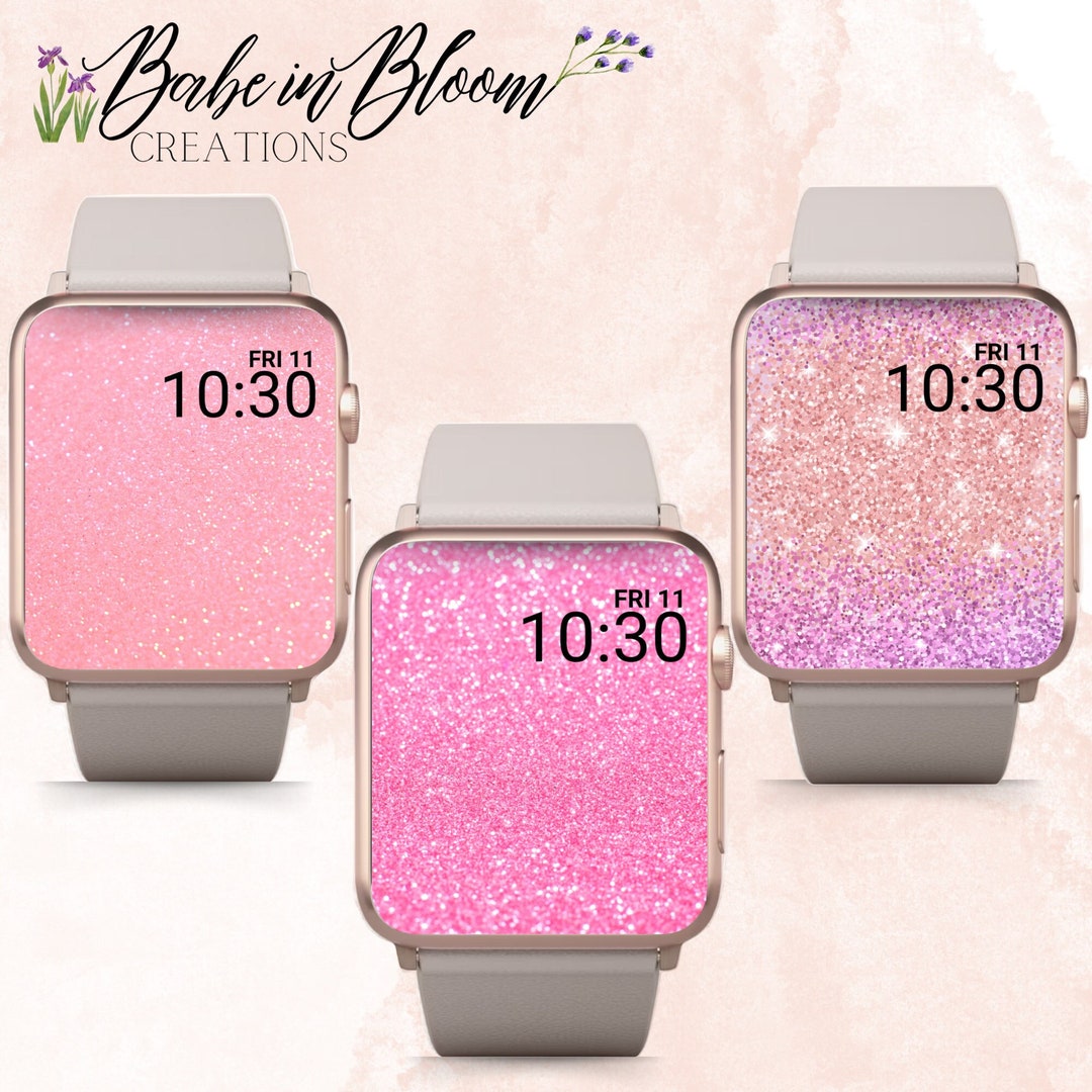 Set of 3 Pink Glitter Apple Watch Wallpapers, Pink Glitter Apple Watch ...