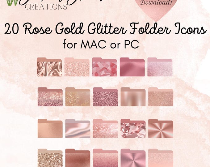 Desktop Folder Icons Rose Gold - Mac Icons - PC Icons - Aesthetic ...
