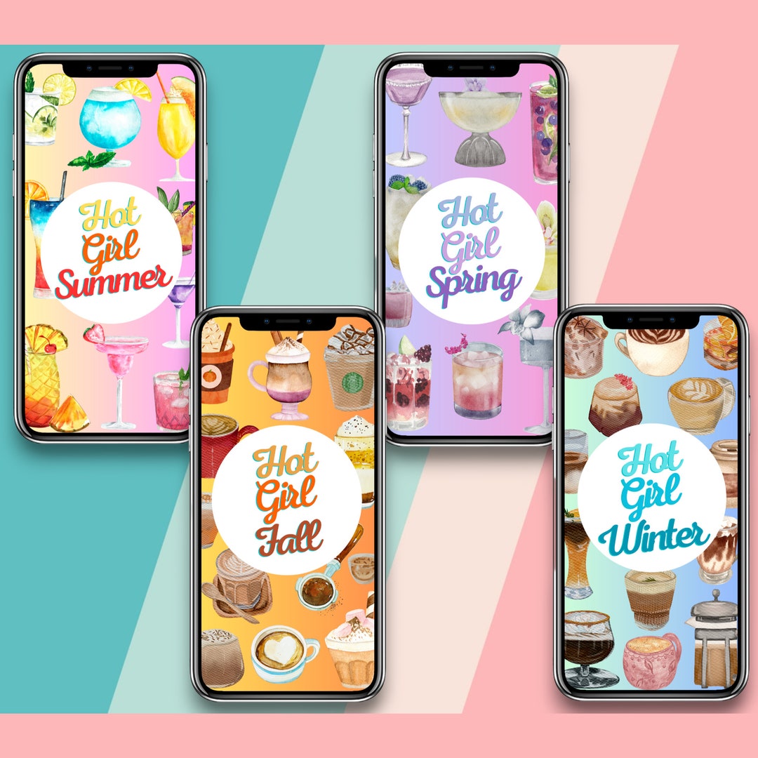 Hot Girl Seasons Phone Background for iPhone or Android, Set of 4 Phone ...
