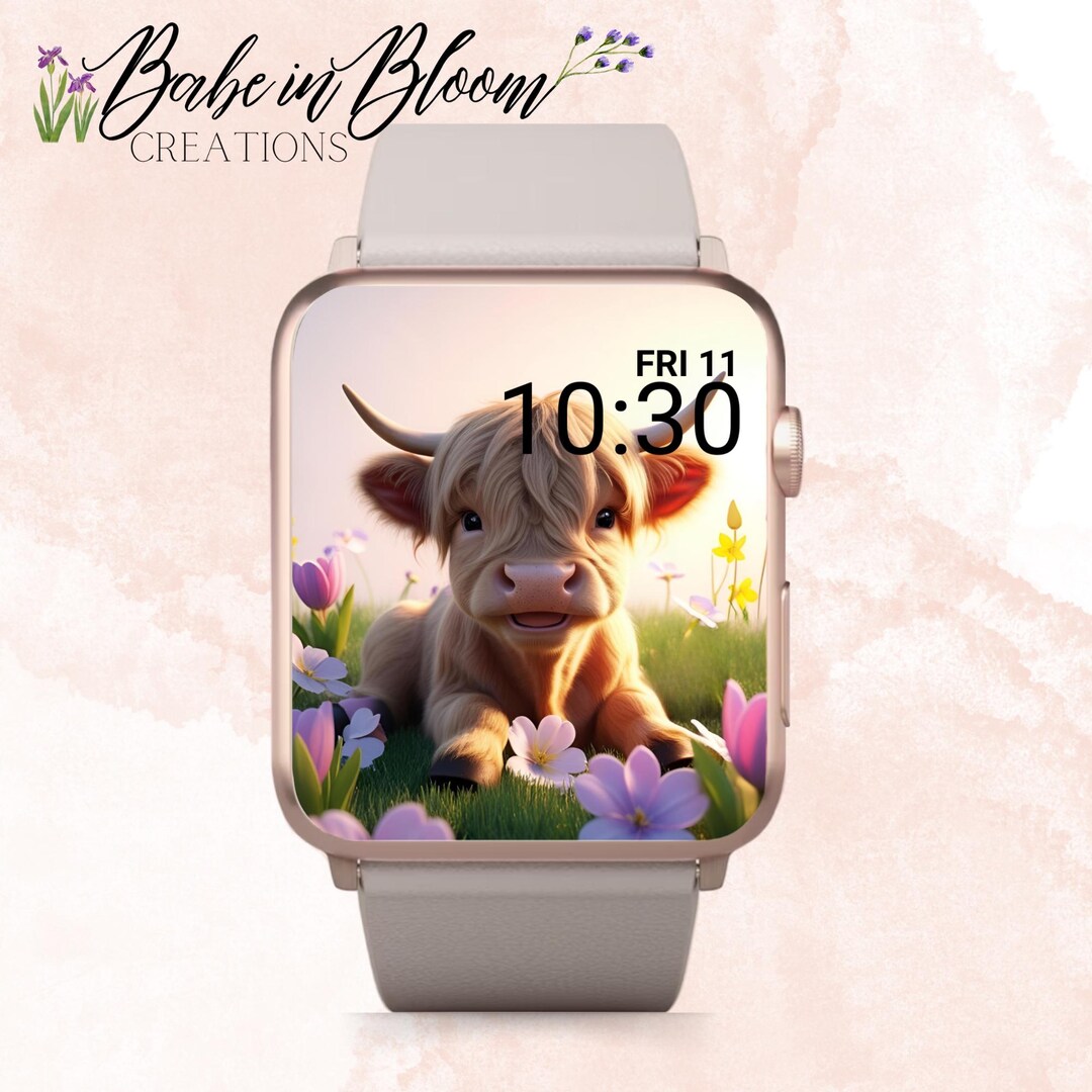Adorable Highland Cow Apple Watch Wallpaper, Highland Cow Watch ...