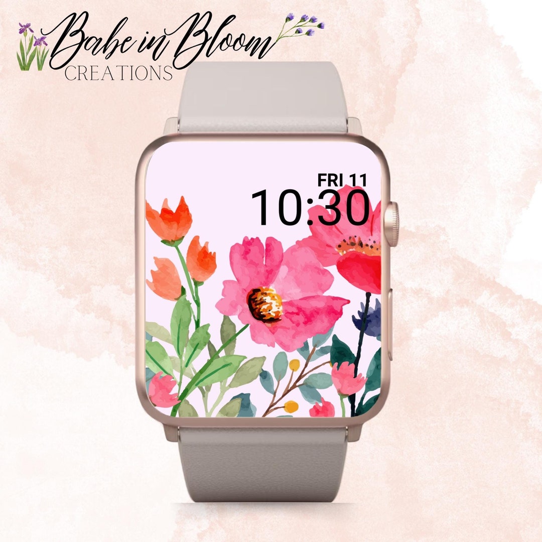 Watercolor Floral Apple Watch Wallpaper, Floral Apple Watch Face ...