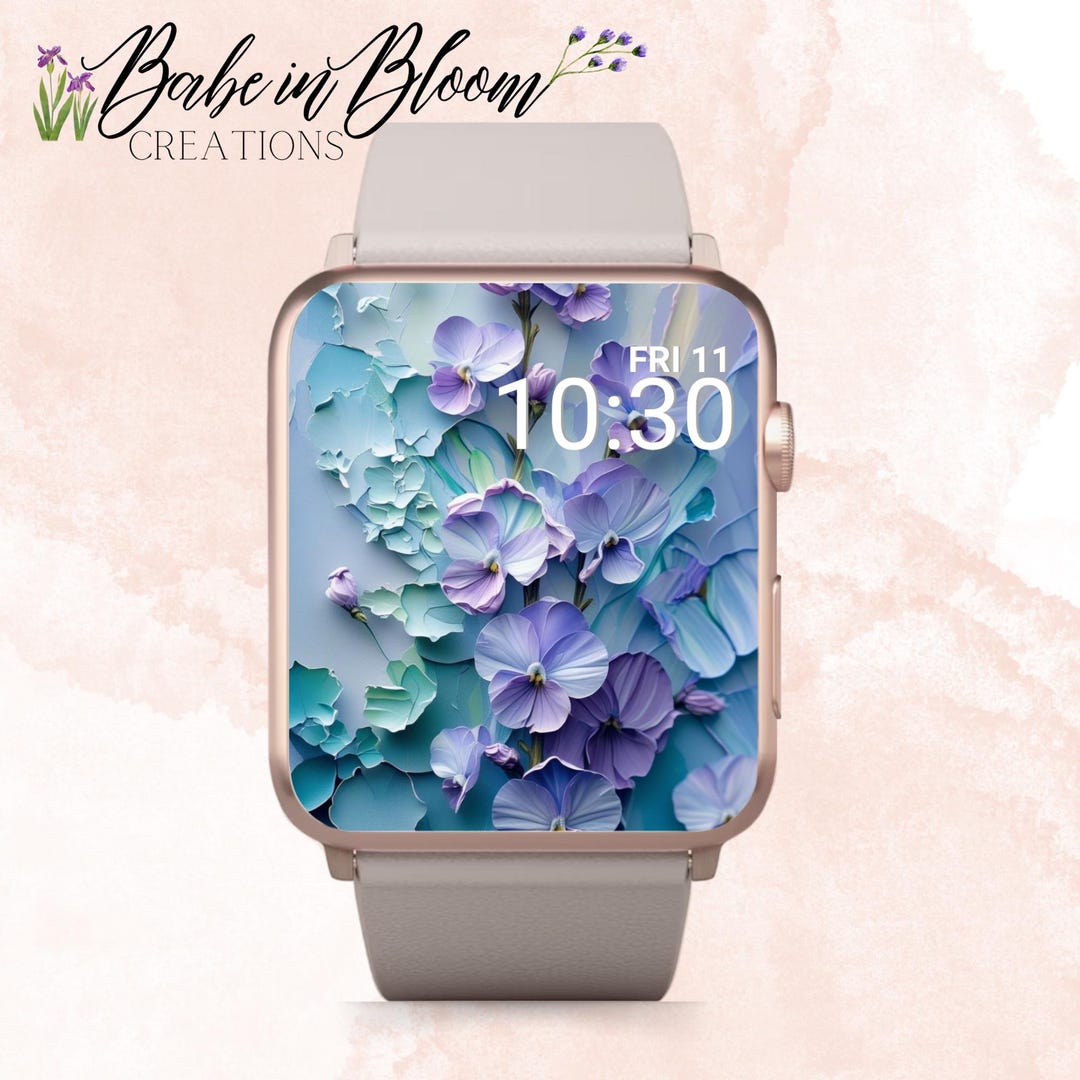 3D Painted Floral Apple Watch Wallpaper, Violets Apple Watch, Painted ...