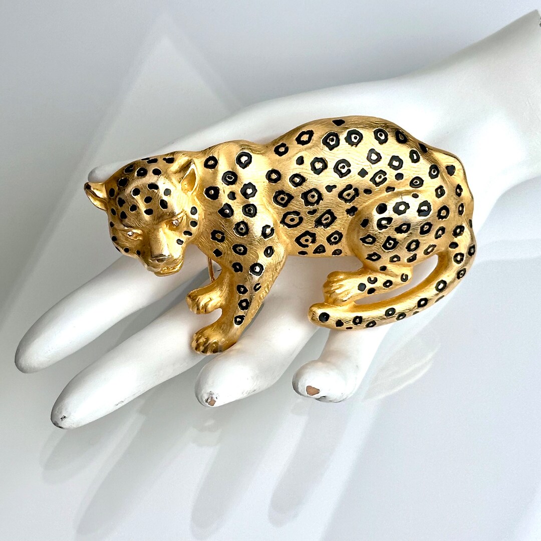 Caryatid Vintage Doreen Ryan Vintage 90s Leopard Belt Buckle Gold ...