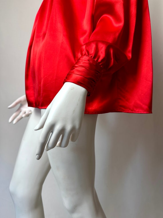 Vintage 80s 90s Tess Paris Milano Red High Neck Pleat… - Gem