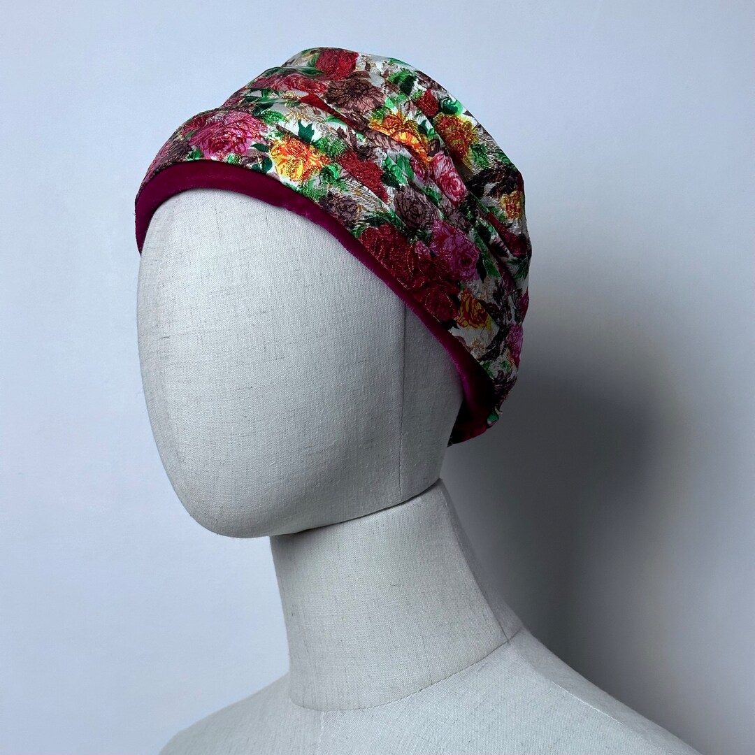 Vintage 60s Lush Red Velvet Floral Metallic Brocade Turban Hat - Etsy