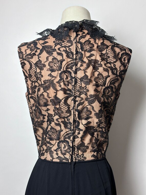 Vintage 50s Custom Made Black Lace Overlay Bodice Ruf… - Gem