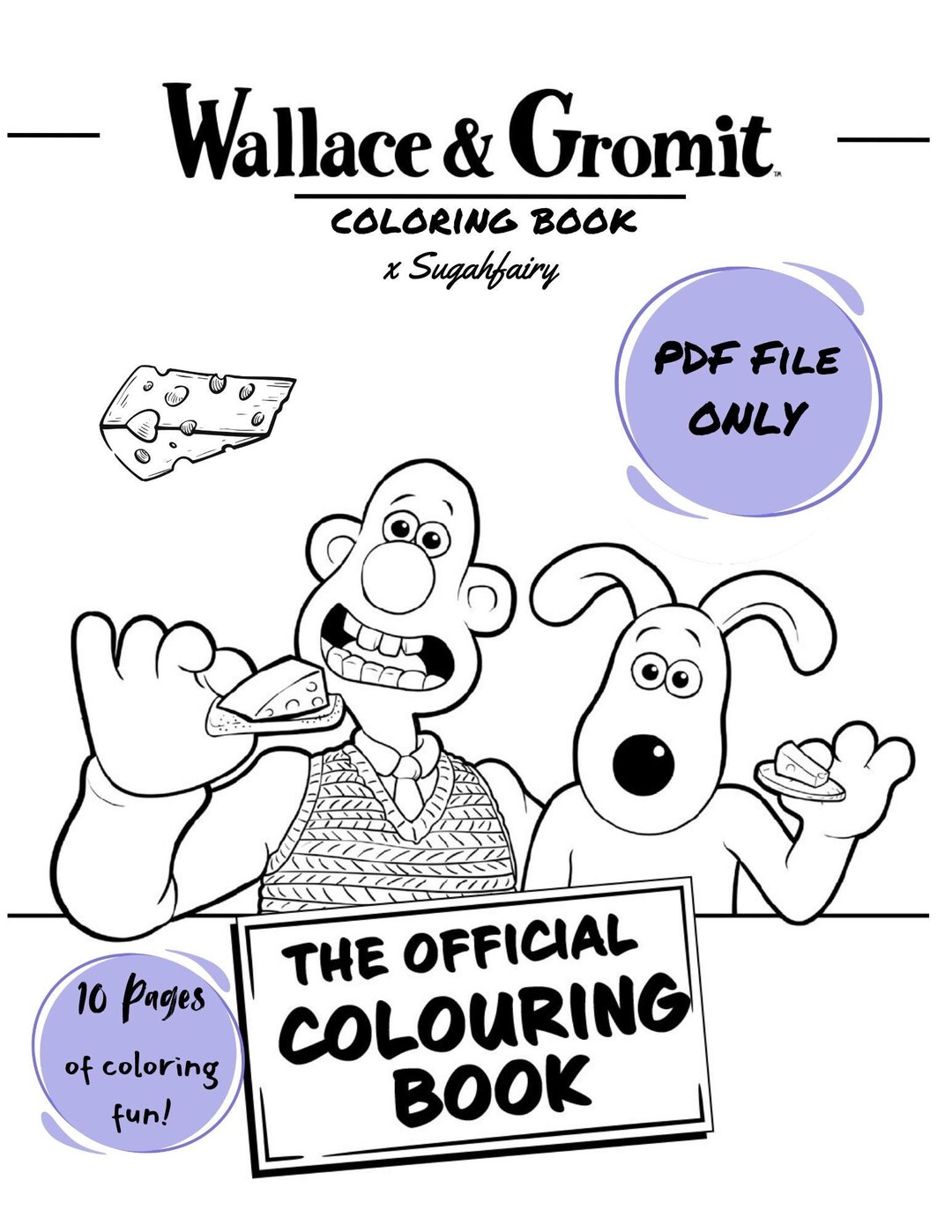 Wallace and Gromit Coloring Book 10 Pages PDF File Only - Etsy