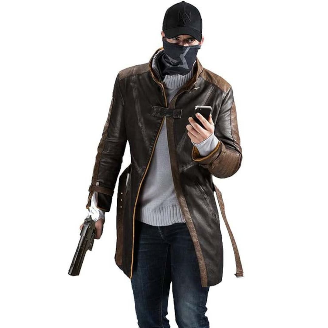 Watch Dogs Cosplay Costume Coat, Aiden Pearce Leather Coat for Men's ...