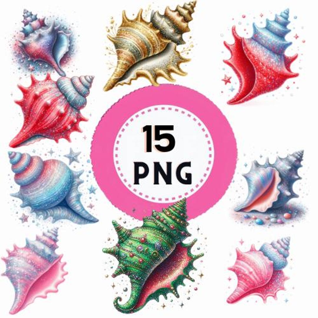 15 PNG Sea Shells Clipart,glitters Seashell Clipart,printable ...