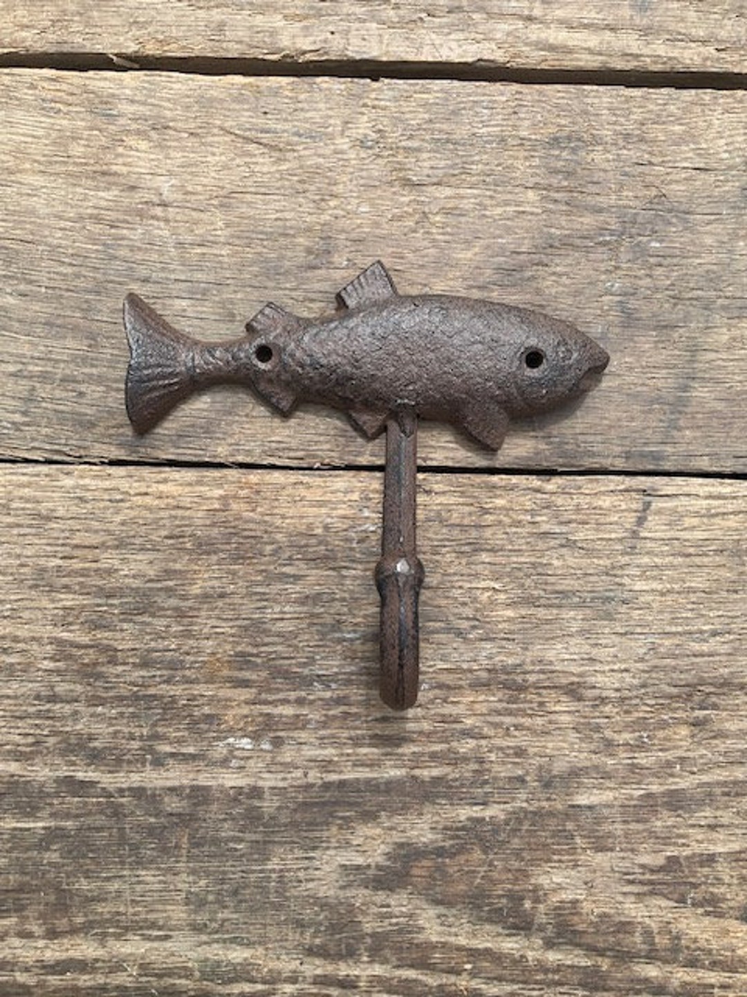 Trout Hook - Cast Iron Fish Coat Rack Hat Hanger-rust Brown Finish ...