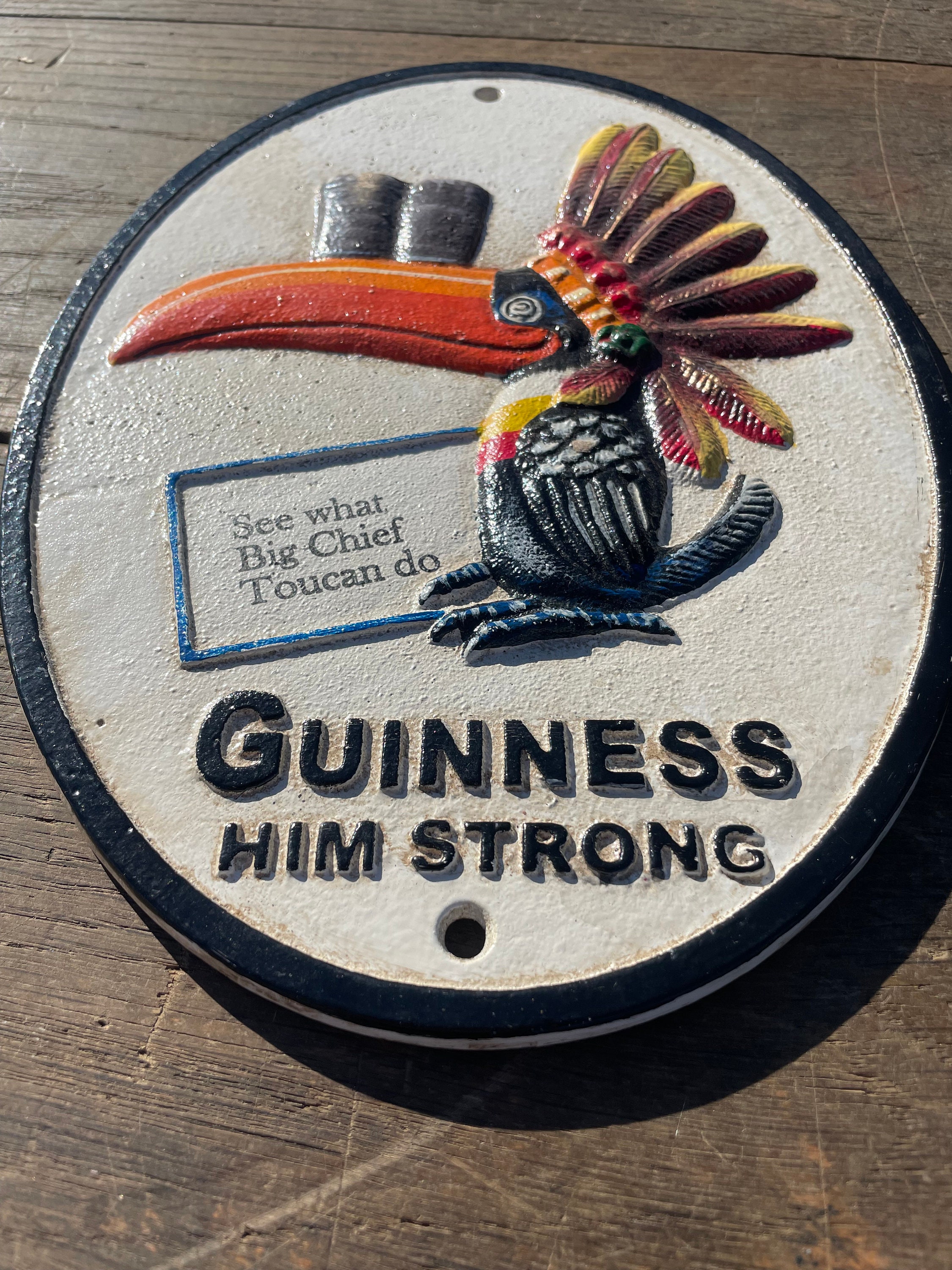 Guinness Pub Sign Chief Toucan Cast Iron Vintage Antique Reproduction ...