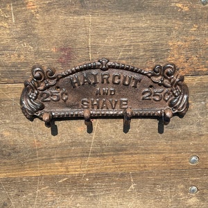 Hat Rack Barber Shop Haircut & Shave Wall Decor Hanger Antique ...
