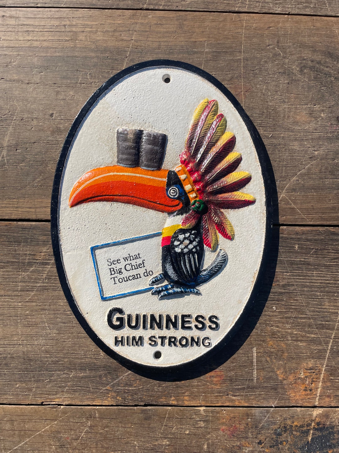 Guinness Pub Sign- Chief Toucan - Cast Iron Vintage Antique ...