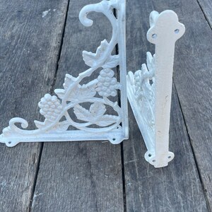 Shelving Brackets - Cast Iron White Shelf Holder - Grape Vines Leaves ...