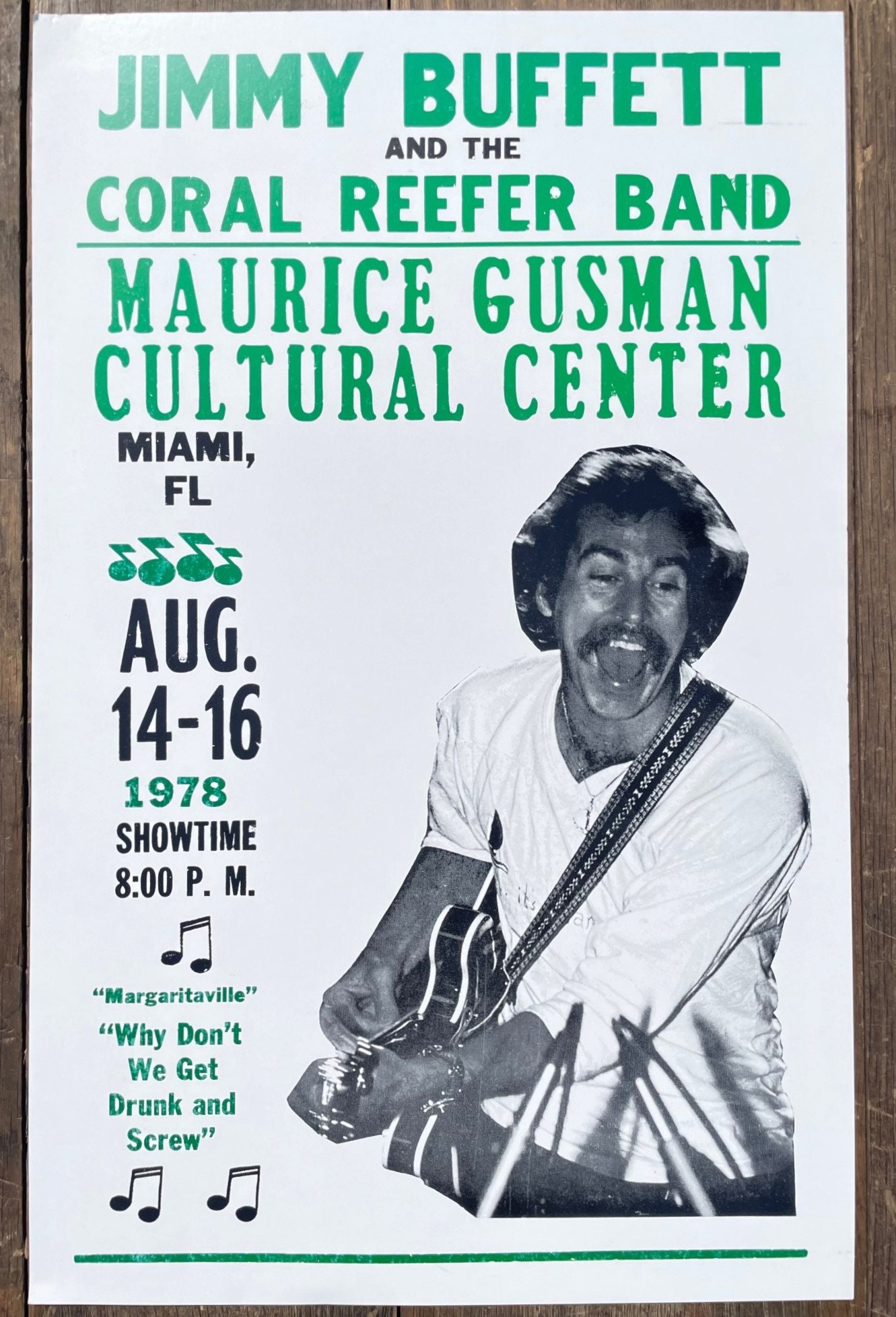 Jimmy Buffett Concert Poster Miami Florida 1978 Coral Reefer Band ...