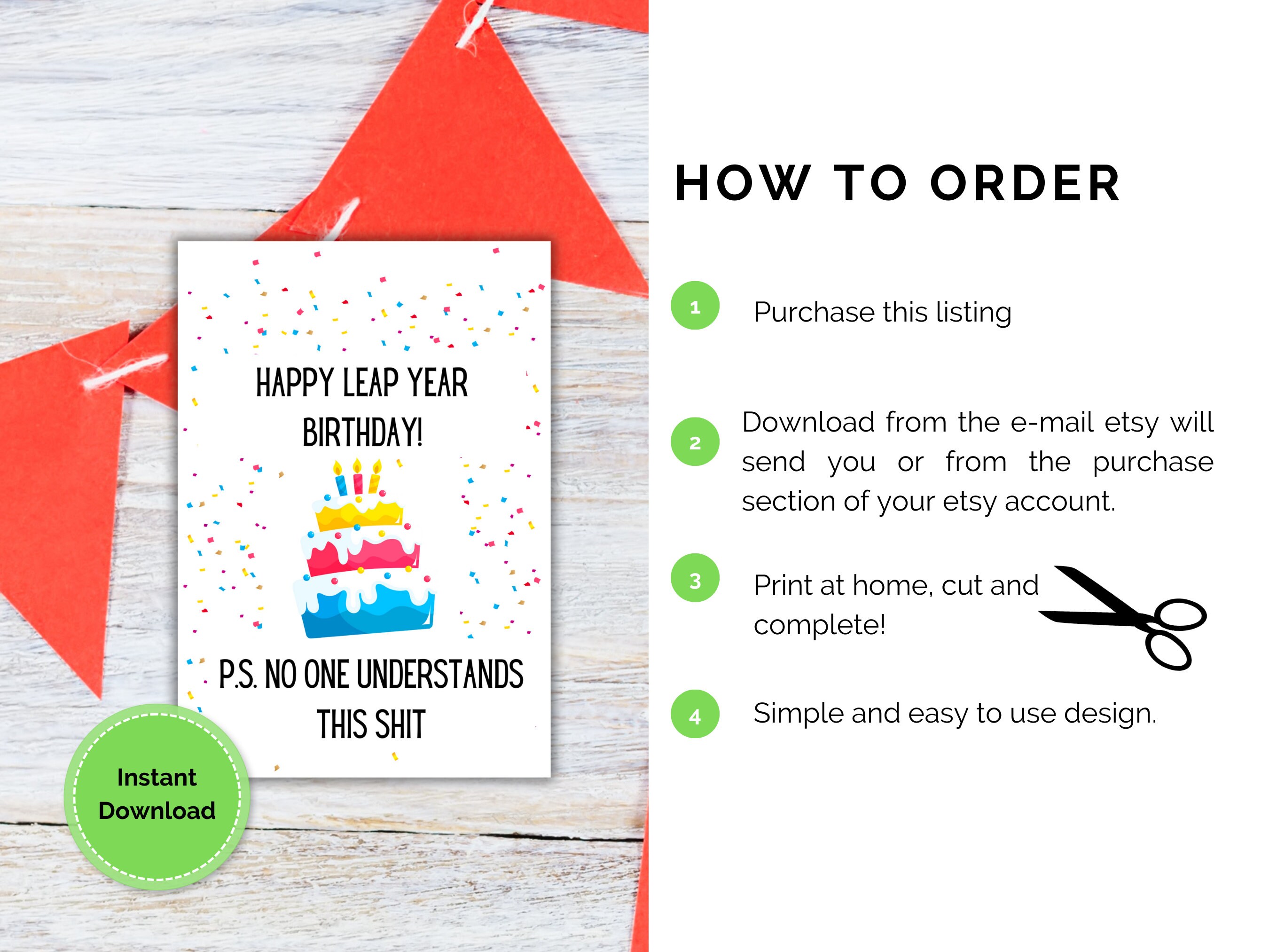 Funny Leap Year Birthday Card Printable - Etsy
