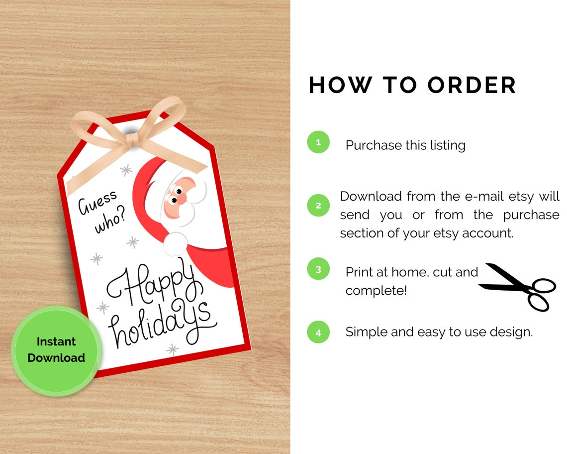 Secret Santa Gift Tags Printable - Etsy