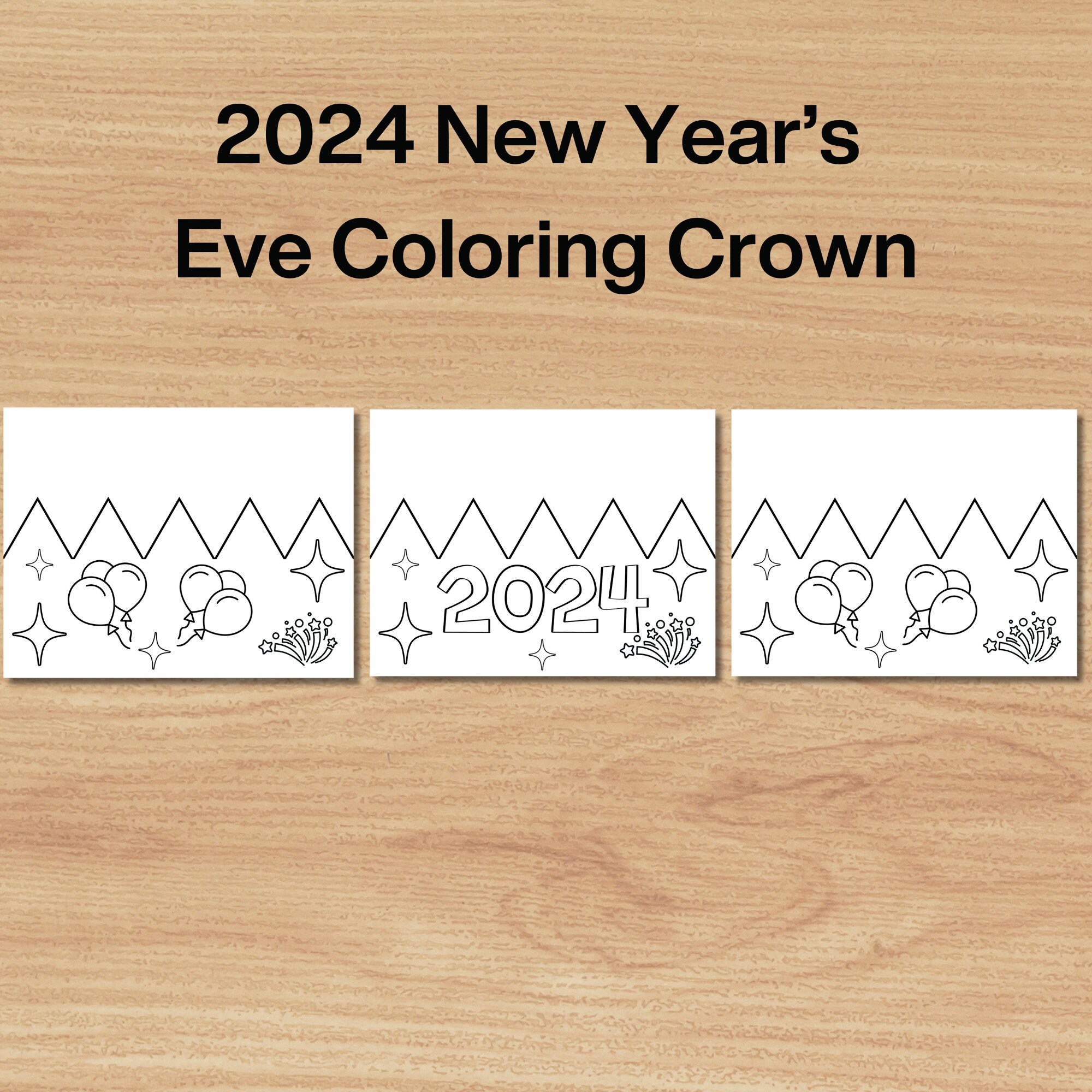 New Years Eve Coloring Crown Printable - Etsy
