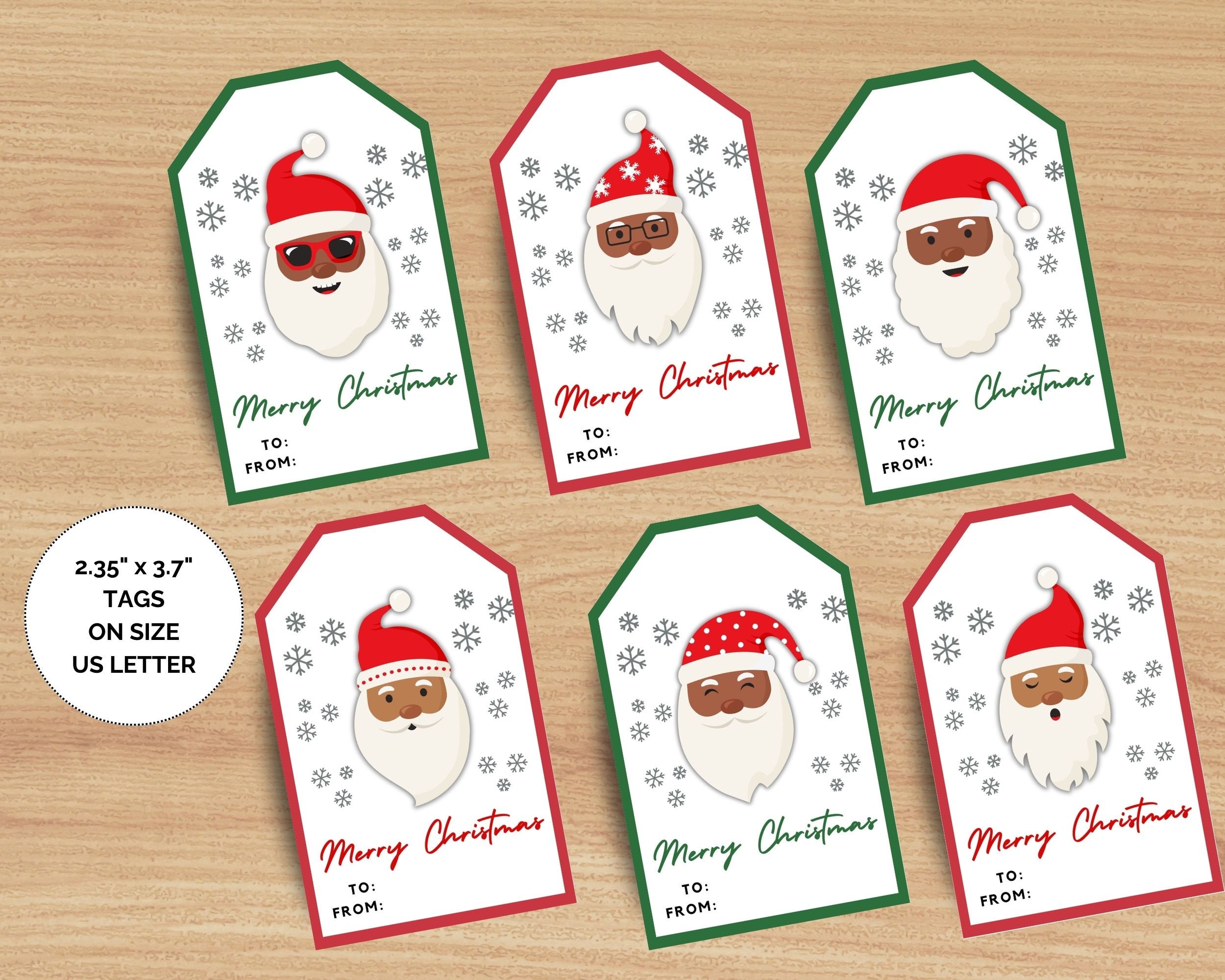 Black Santa Gift Tags Printable - Etsy