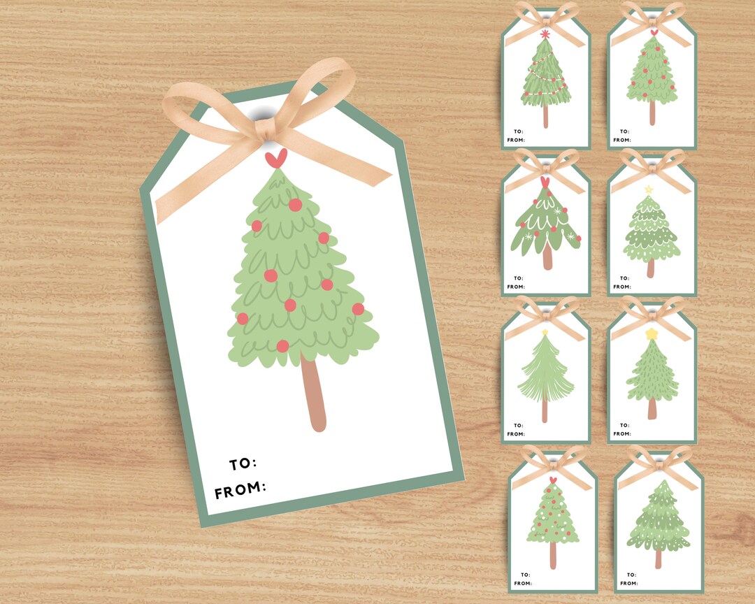 Printable Christmas Tree Gift Tags Set - Etsy