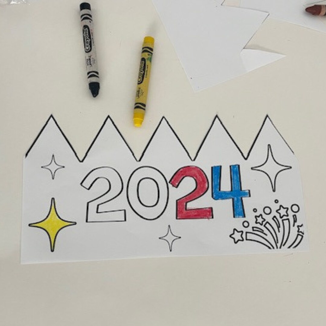 New Years Eve Coloring Crown Printable - Etsy