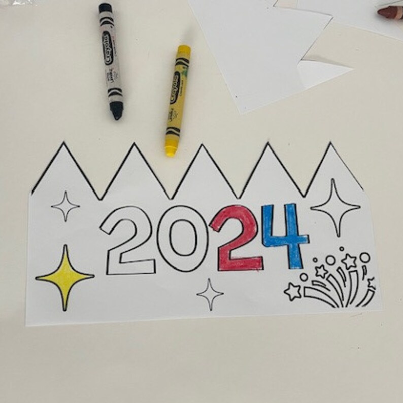 New Years Eve Coloring Crown Printable - Etsy