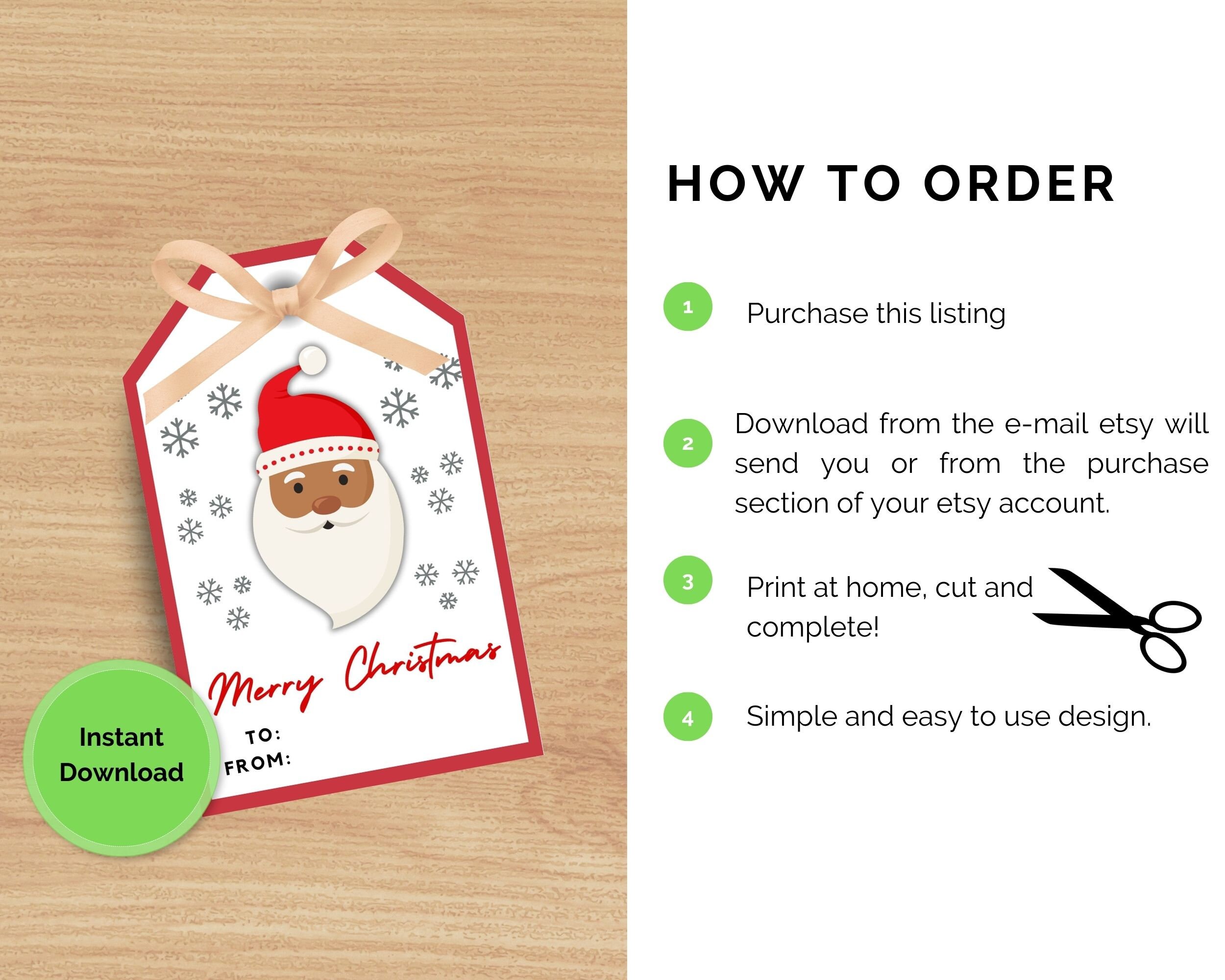Black Santa Gift Tags Printable - Etsy