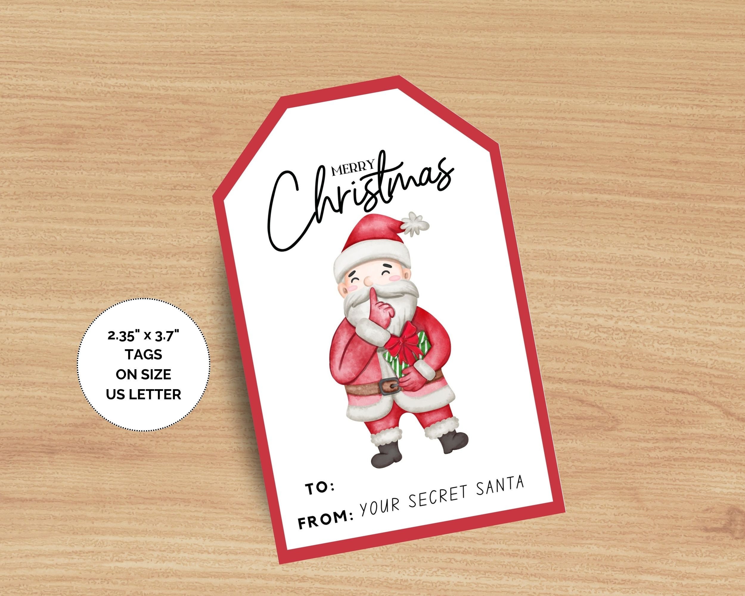 Secret Santa Gift Tags Printable - Etsy