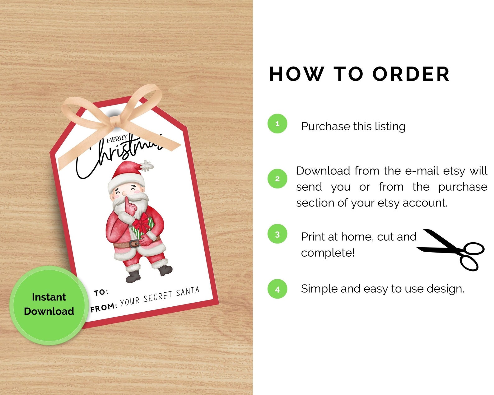 Secret Santa Gift Tags Printable - Etsy