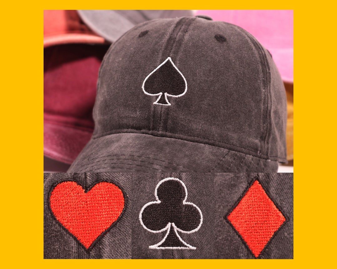 Playing Card Suits Embroidered Dad Hat Gambling Gift for Poker Players ...
