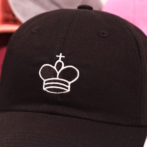 King and Queen Chess Pieces Embroidered Dad Hat Online Chess Game Icons ...