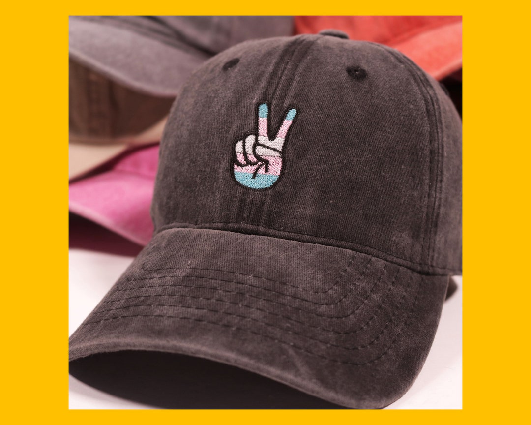 Transgender Peace Sign Fingers Embroidered Dad Hat for Trans Rights ...